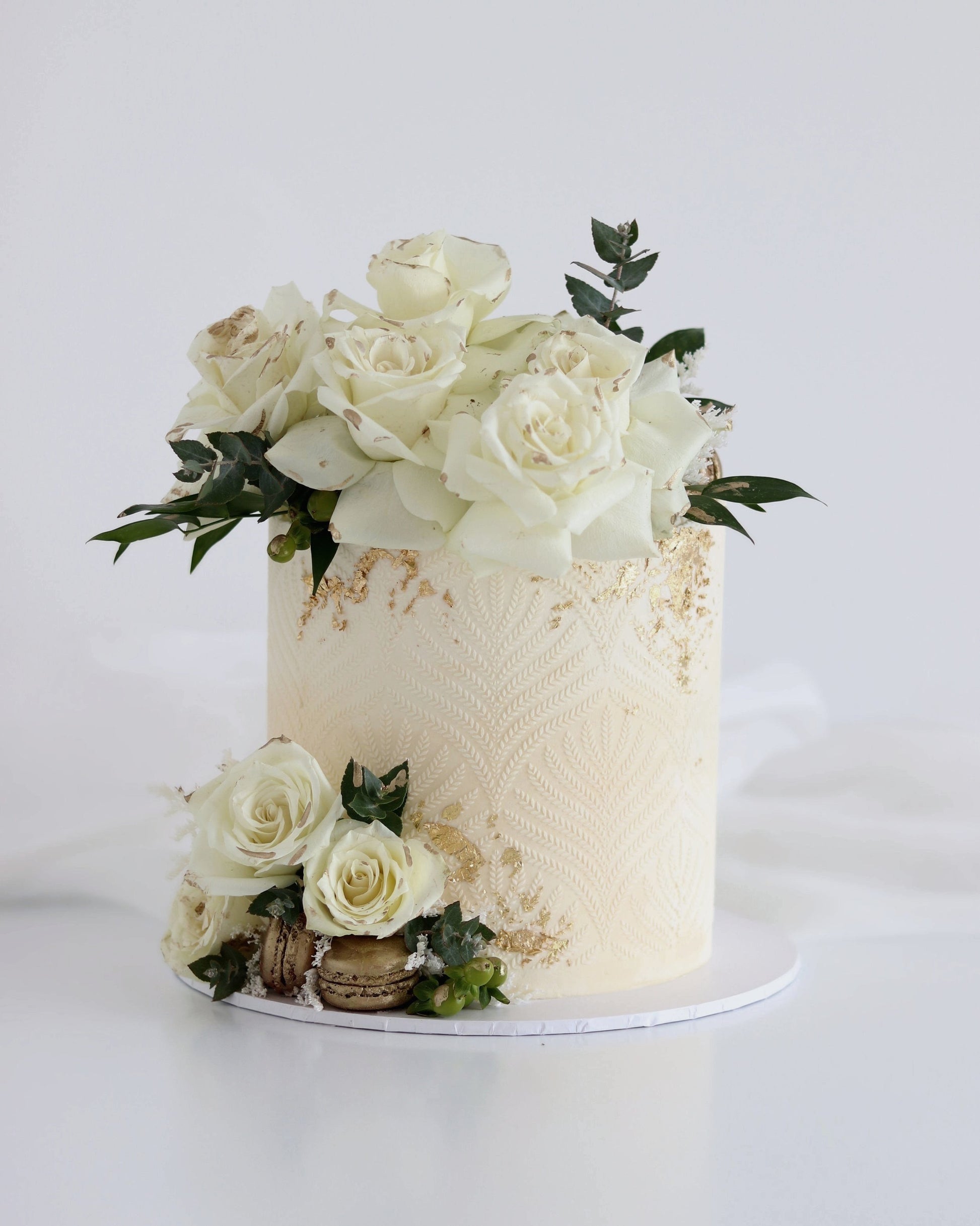 Ivory Floral Wedding Cake – Bel Bear Bakes